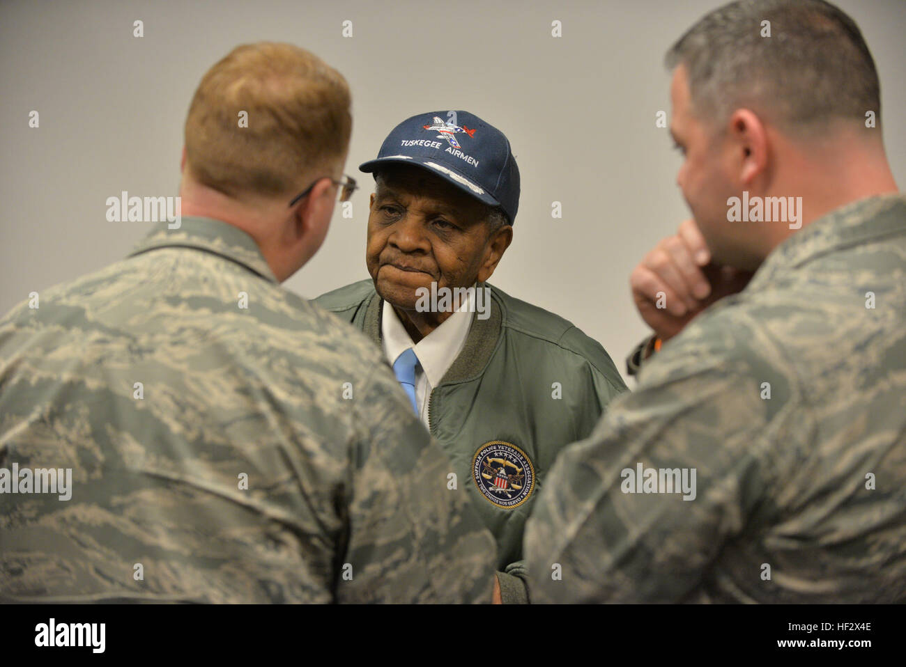 Airmen from the 106th Rescue Wing talk with Tuskegee Airman William ...