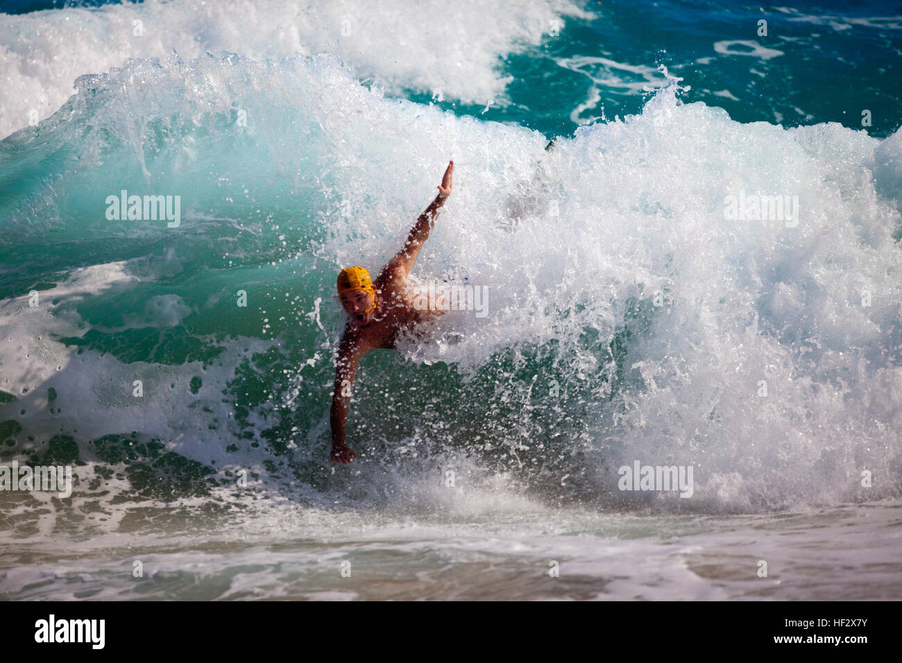 Competitors of the Pyramid Rock Body Surfing Competition 2015 compete ...