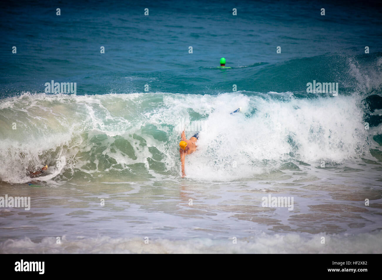 Competitors of the Pyramid Rock Body Surfing Competition 2015 compete ...