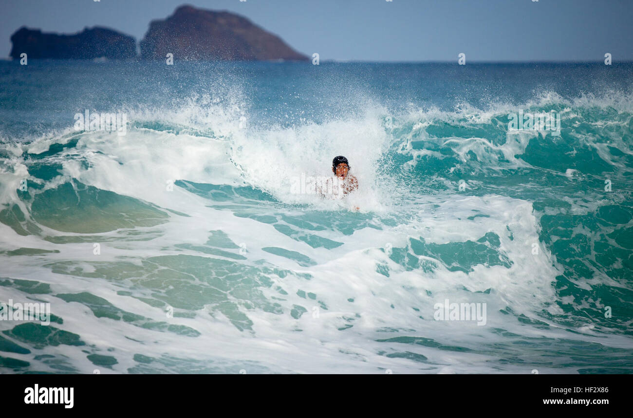 Competitors of the Pyramid Rock Body Surfing Competition 2015 compete ...
