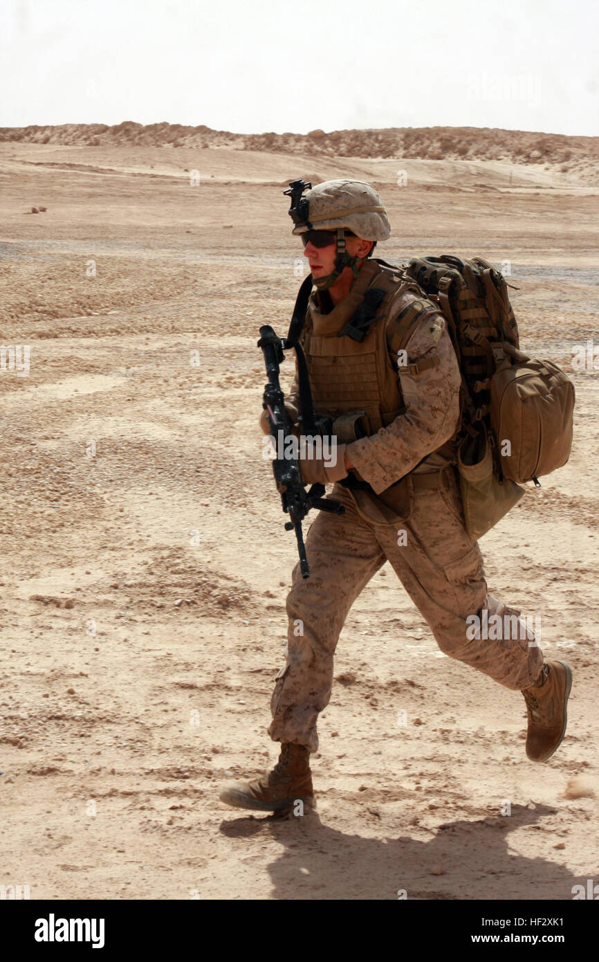 A Marine with 4th platoon, 2d Battalion, 1st Marines, quick reaction ...