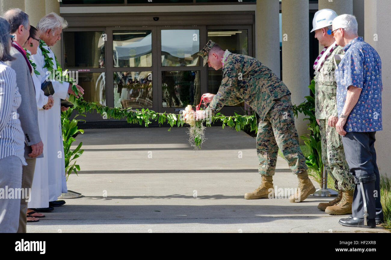 Col. Eric W. Schaefer (center), commanding officer of Marine Corps Base ...