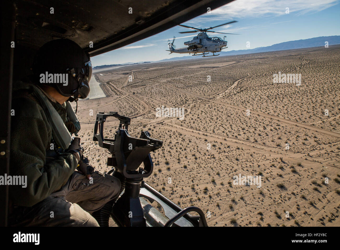 An AH-1Z Super Cobra helicopter provides security for the Special ...