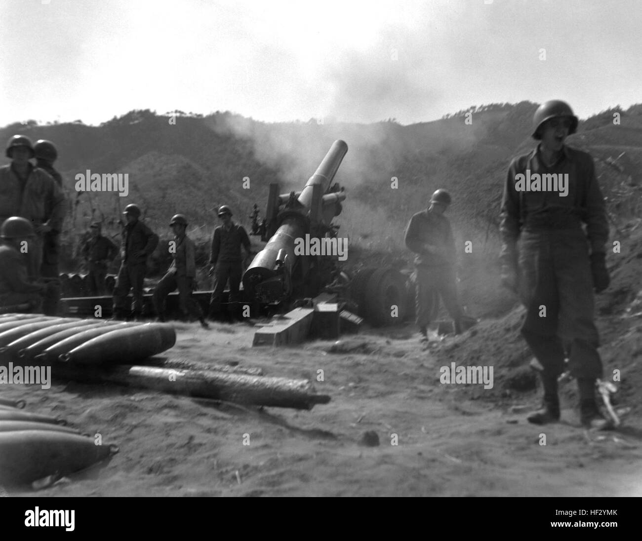 Although its positions were threatened, an Army 8" howitzer stands its ...