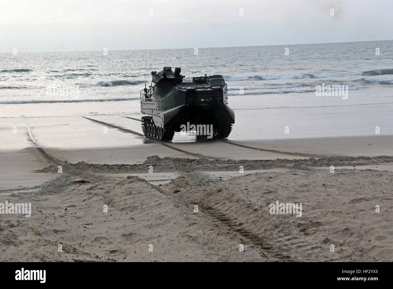 An Amphibious assault vehicle lands on Red Beach during Exercise Iron ...
