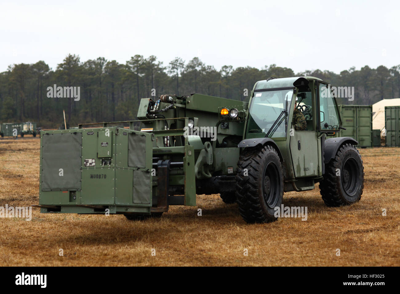 A U.S. Marine Corps MMV fork-lift assigned to Marine Wing Support ...