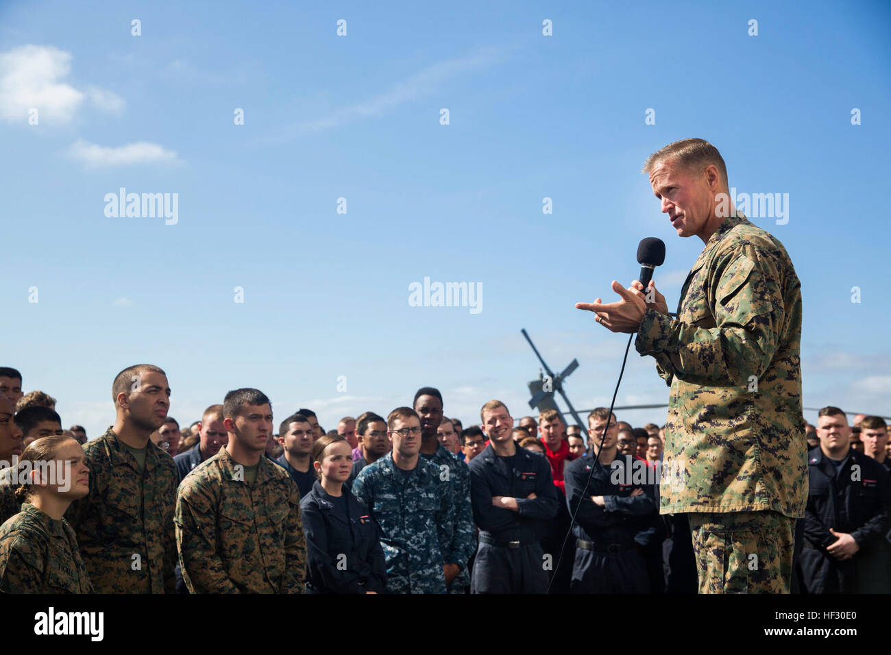 U.S. Marine Maj. Gen. Carl E. Mundy III, right, speaks to Marines and ...