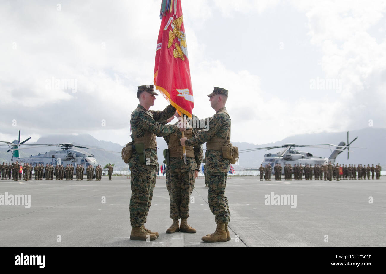 Lt. Col. Edward J. Pavelka, incoming commanding officer, receives the ...