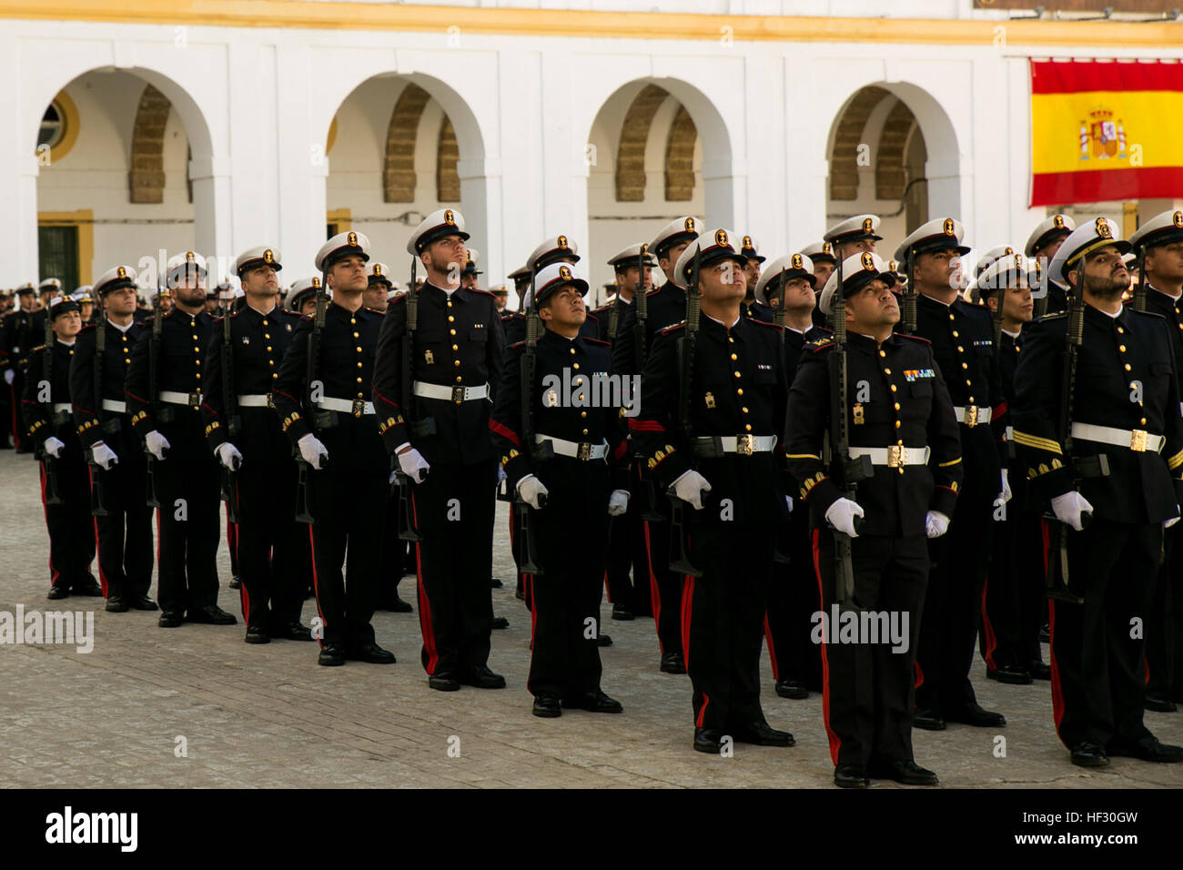 Spanish Marines with 5th Rifle Company, 2nd Battalion raise their gaze ...