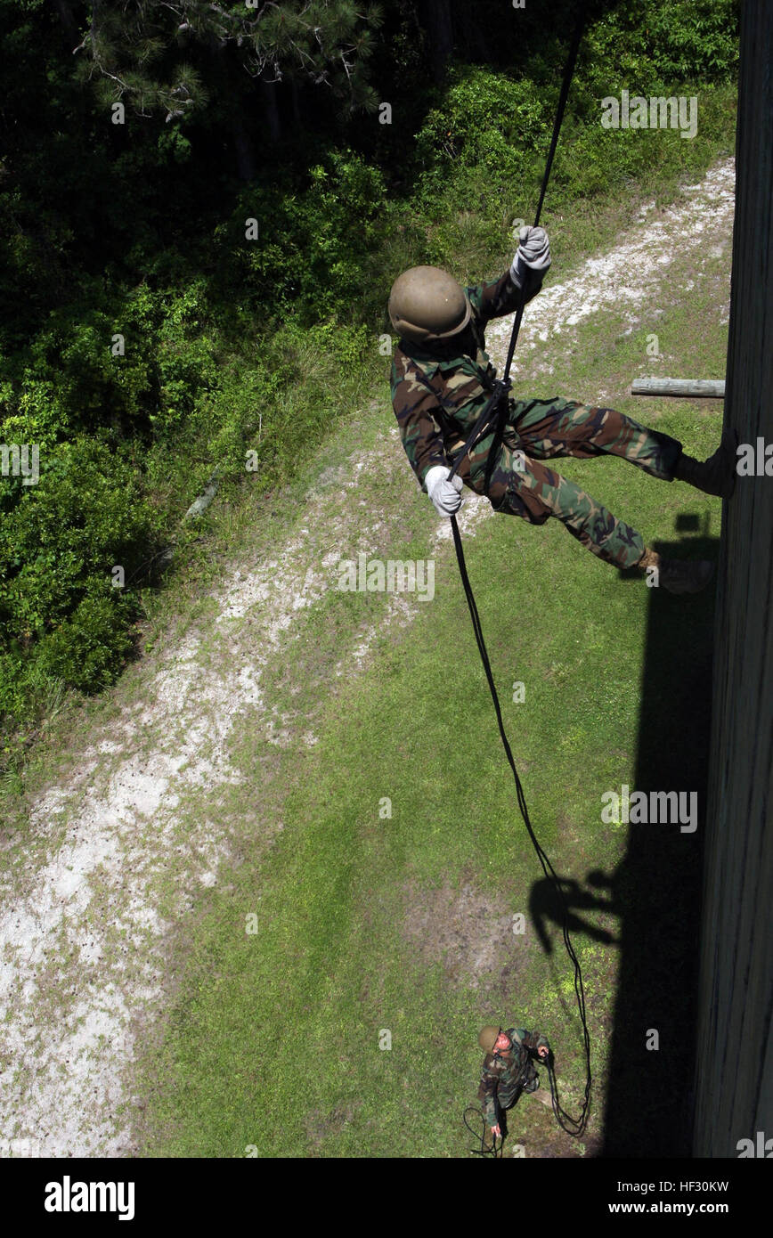Naval ROTC midshipmen conduct repelling training exercises at Camp ...