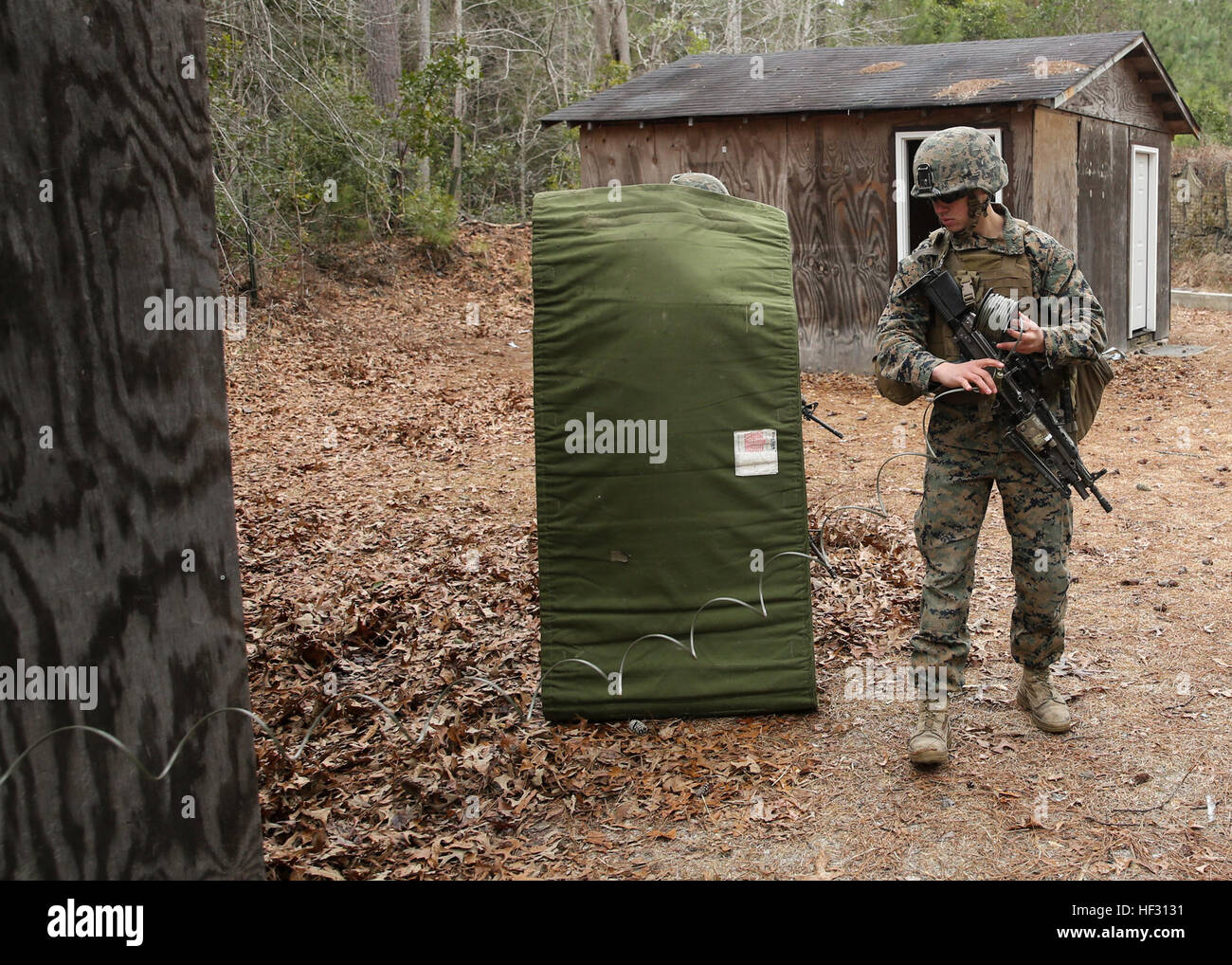 A Marine with Mobility Assault Company, 2nd Combat Engineer Battalion ...