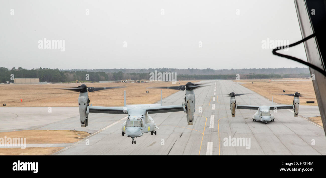 Two MV-22B Ospreys with Marine Medium Tiltrotor Squadron 261 (VMM-261 ...