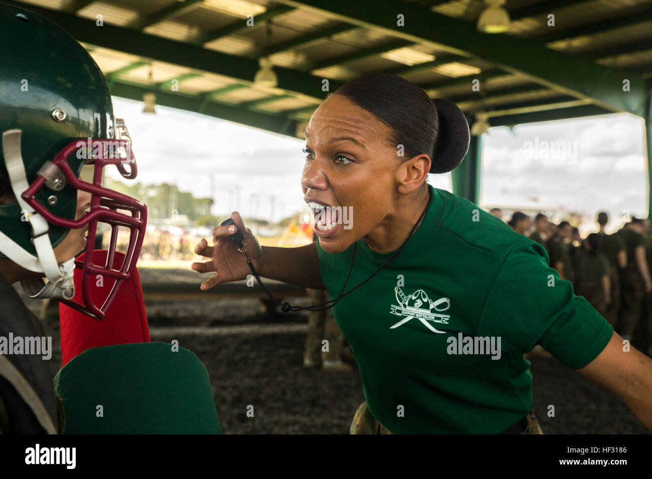 Sgt. Trelaine S. Buffaloe, a martial arts instructor, motivates Rct ...