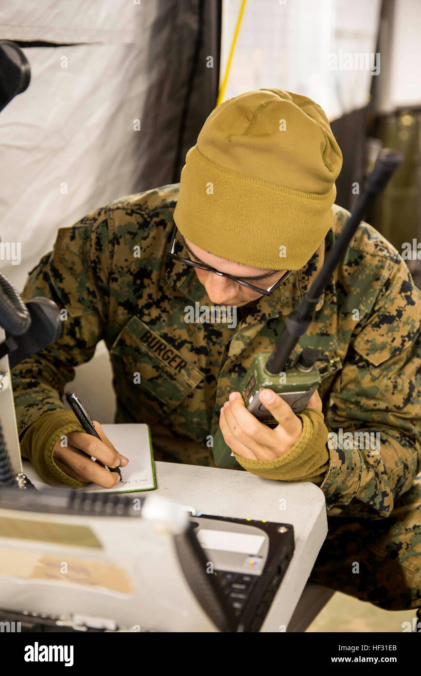 Pfc. David Burger, a radio operator with Combat Logistics Regiment 2 ...