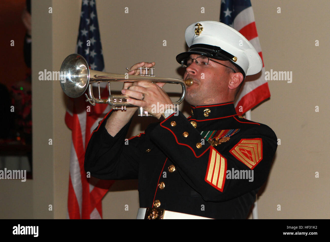 Gunnery Sgt. Michael Flaningam, a trumpet player in the 1st Marine ...