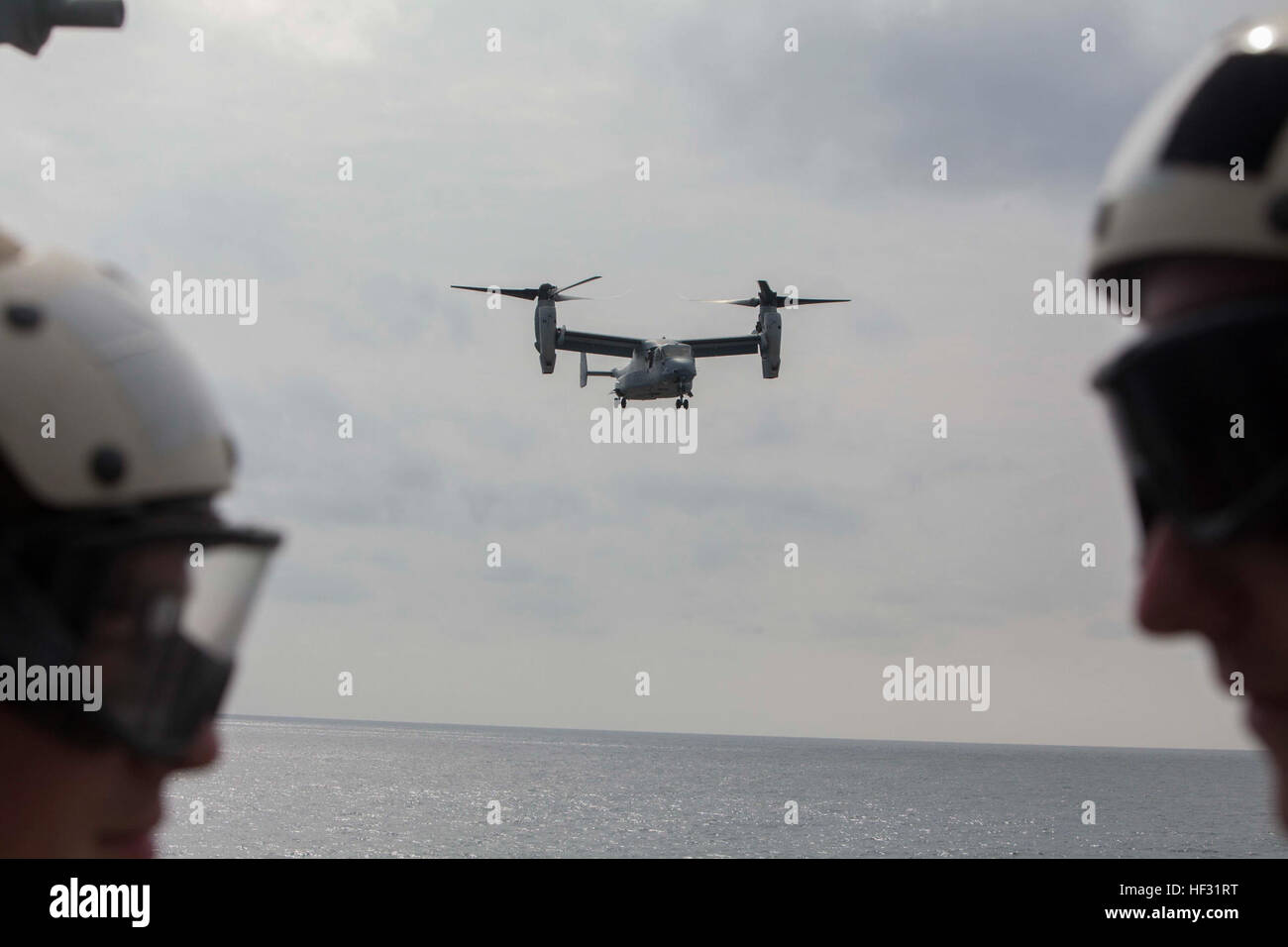 An MV-22 Osprey from VMM-262, 31st MEU, conducts flight deck ...