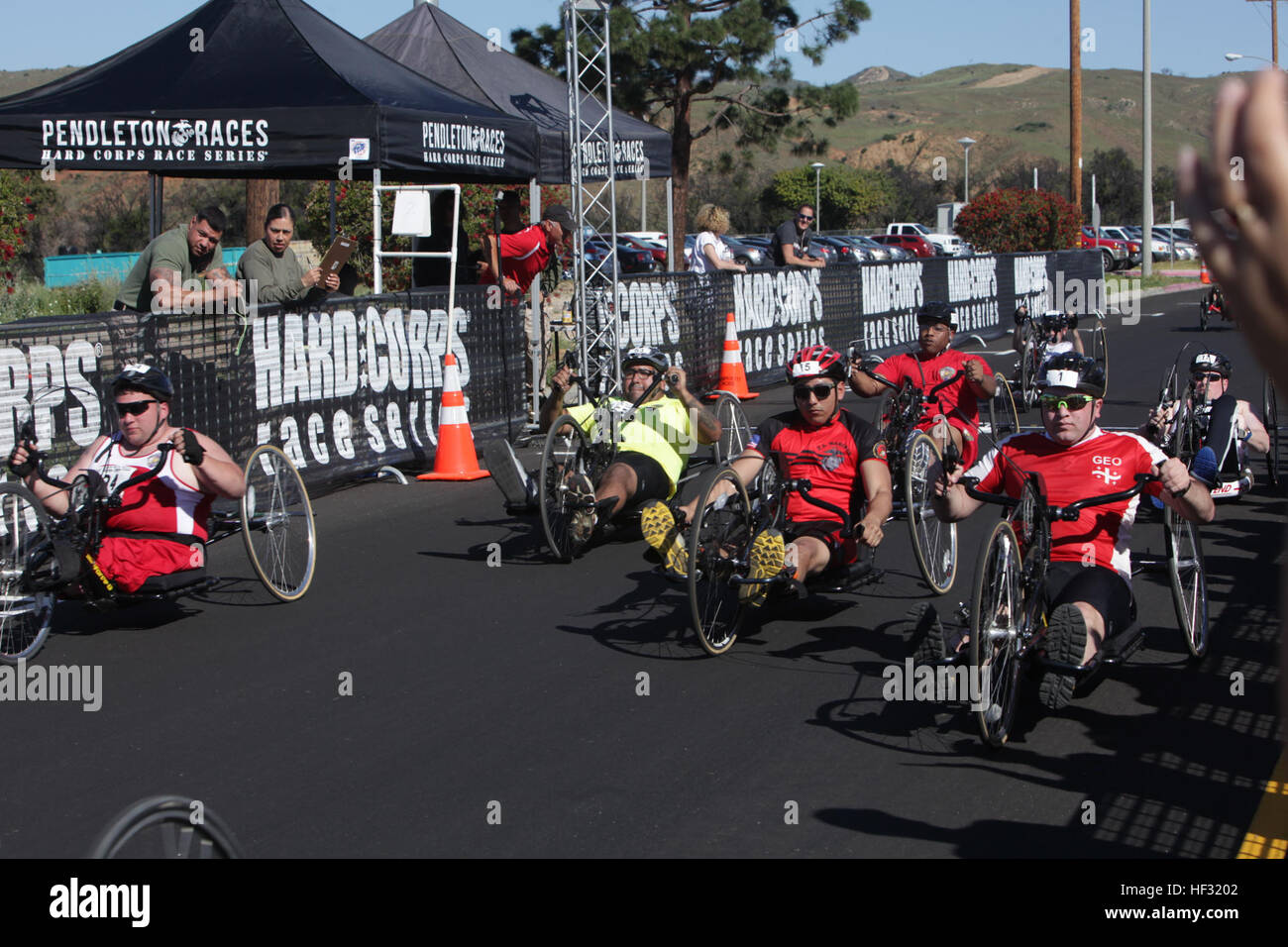 Wounded warriors riding recumbent bicycles start their cycling race ...
