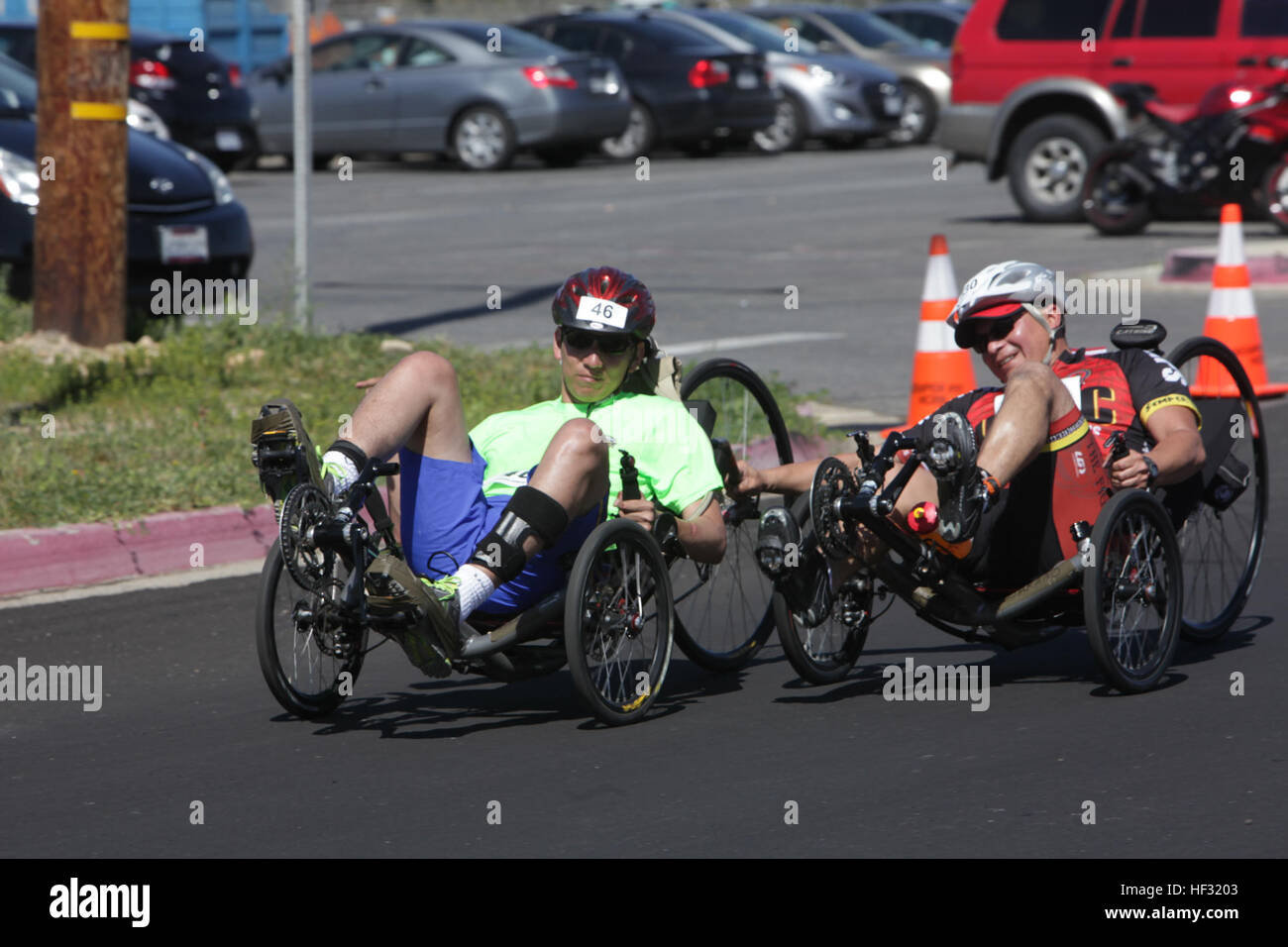 Wounded warrior athletes continue their cycling race riding recumbent ...