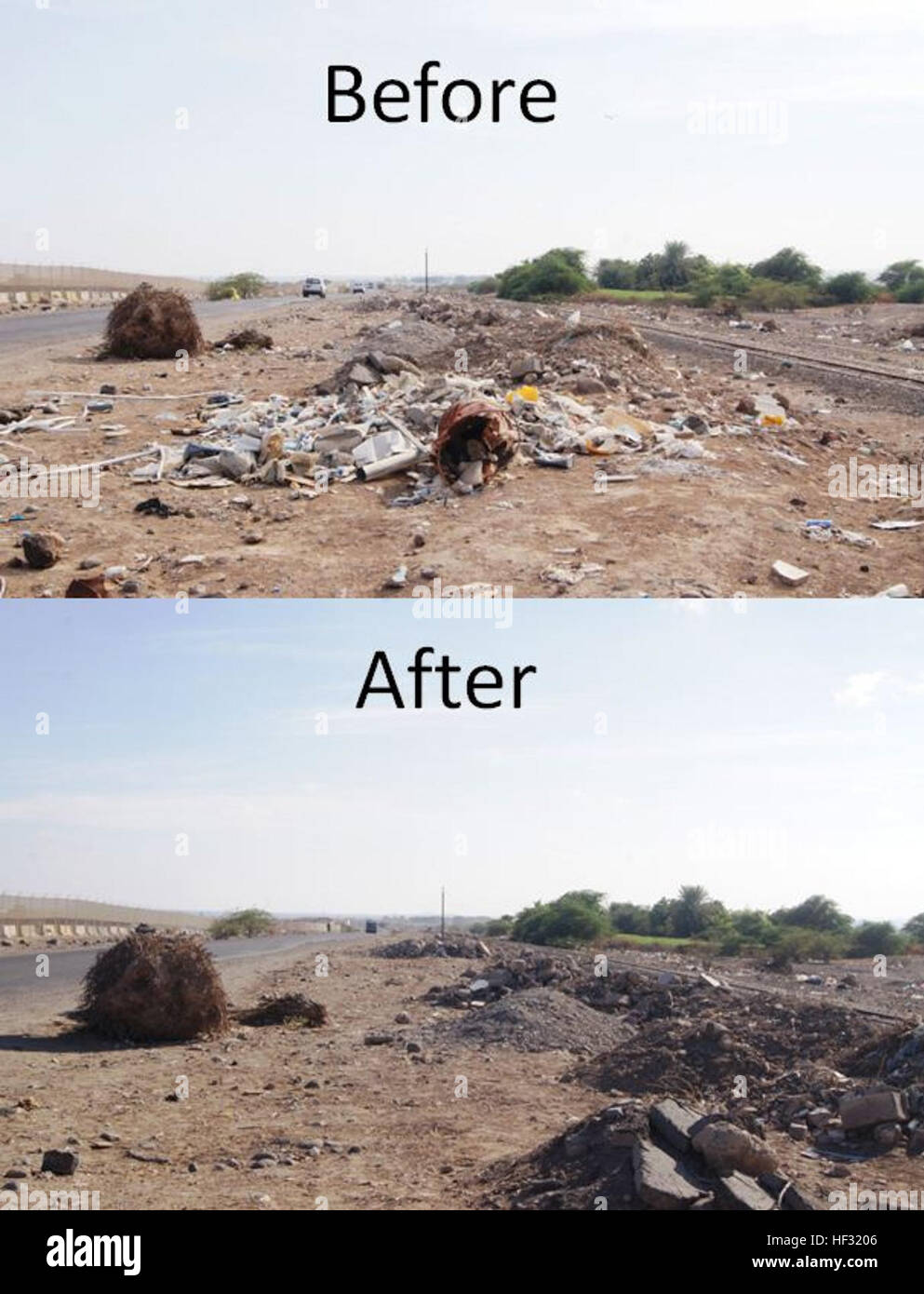 Before and after views of a section of the road. (Photo illustration by ...