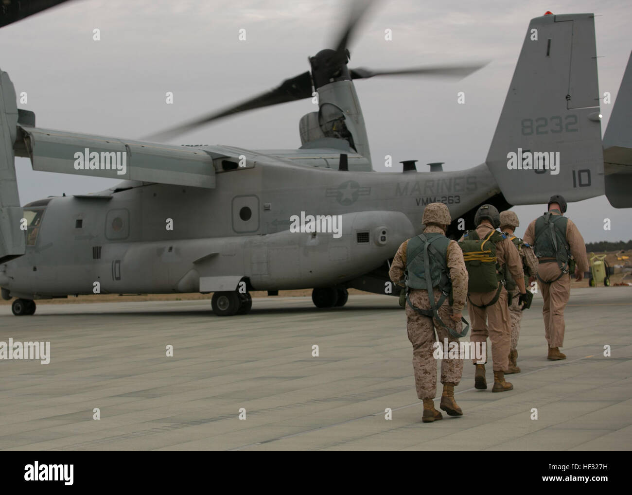 Marines with 2nd Radio Battalion board the MV-22 Osprey in preparation ...