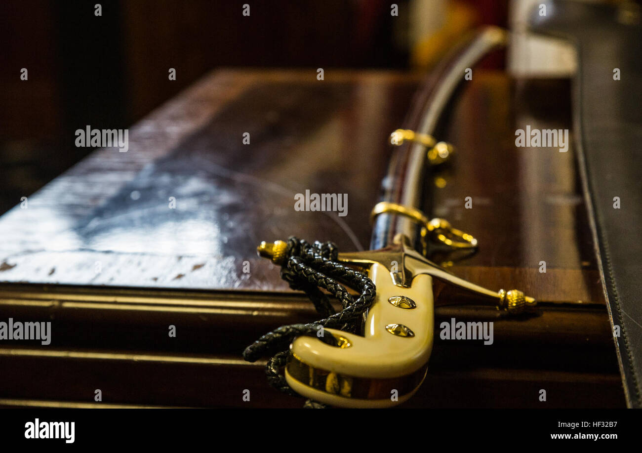 The Mameluke sword of a former Marine from 1st Battalion, 1st Marine ...