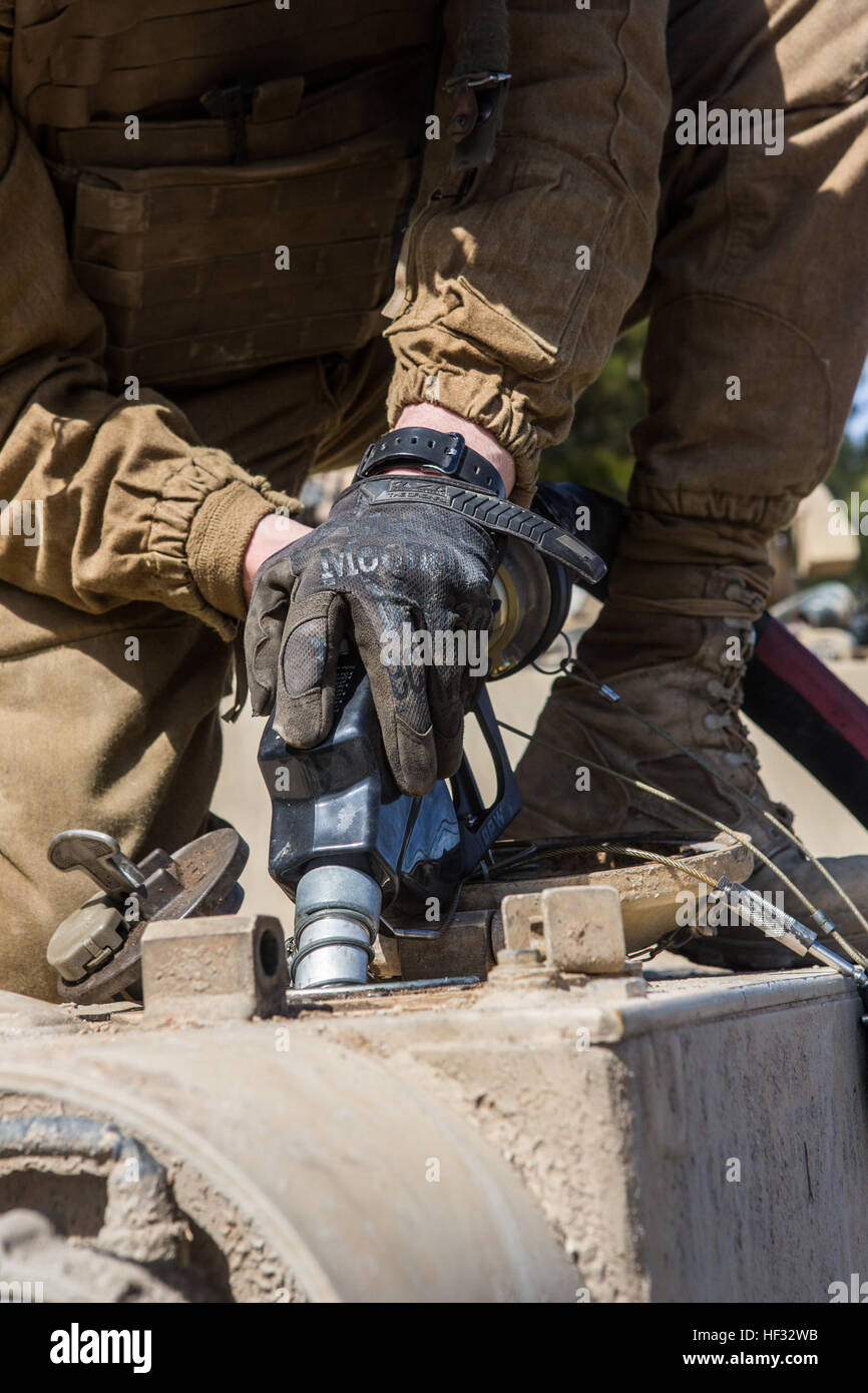 U.S. Marine Corps Cpl. Matthew Simmons assigned to 2d Tank Battalion ...