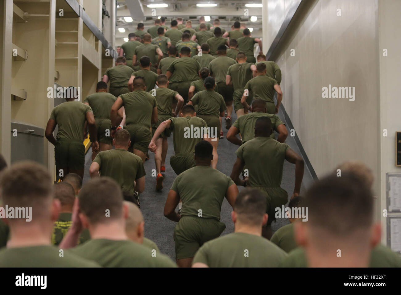 Marines from SP-MAGTF-Boston conduct physical training on the USS ...