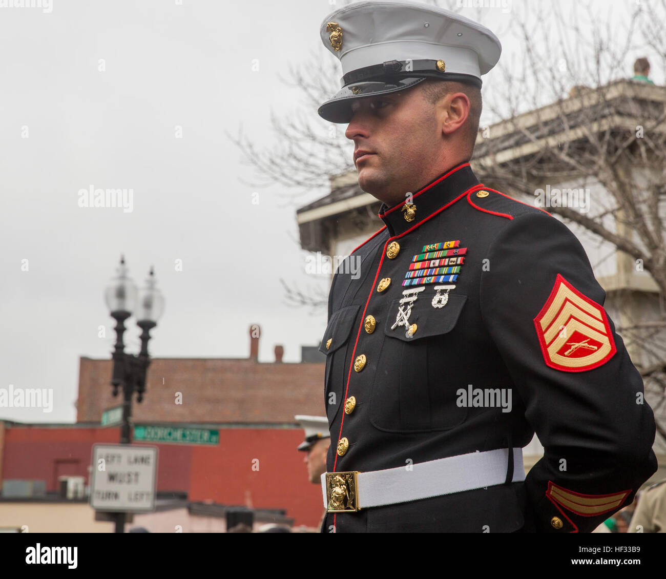 Staff Sgt. Joshua Stanton stands at ease while leading a formation of ...