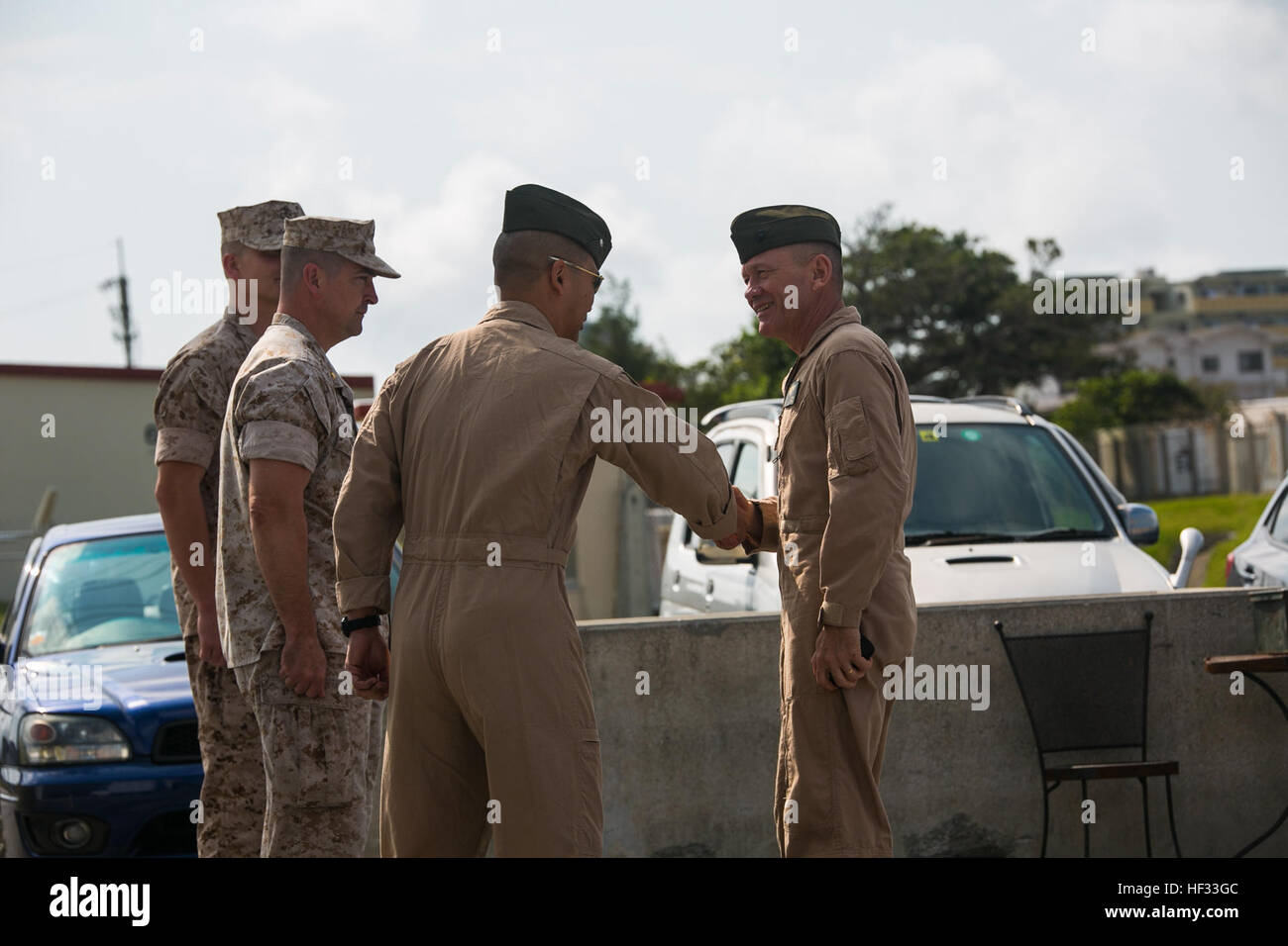 Lt. Gen. Jon M. Davis greets the command staff of Marine Aviation ...