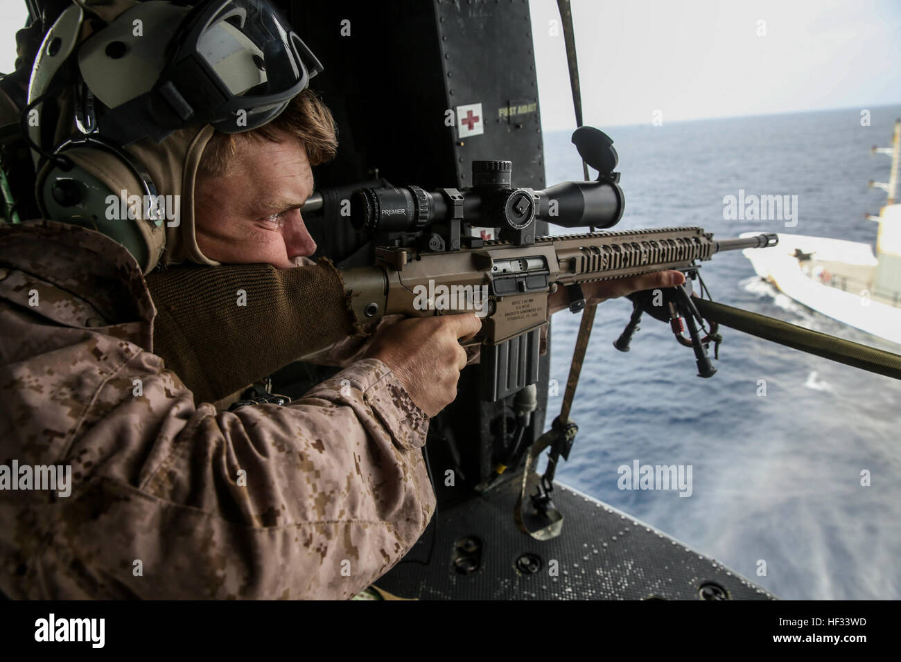 A U.S. Marine with the 15th Marine Expeditionary Unit’s Maritime Raid ...
