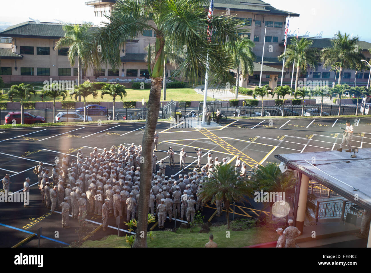 Sergeant Major of the Marine Corps Ronald L. Green, center, speaks to ...