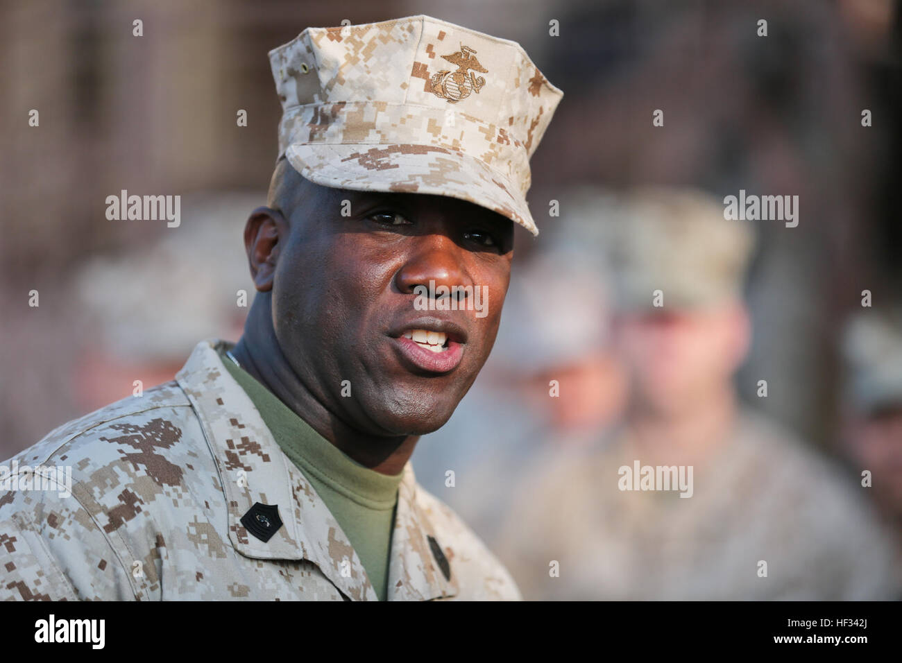 Sgt. Maj. of the Marine Corps Ronald L. Green speaks to Marines and ...