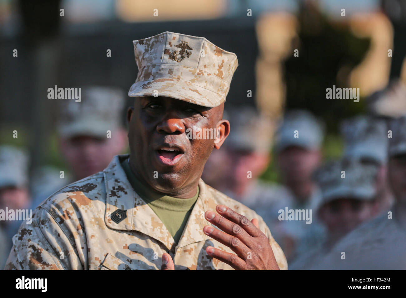 Sgt. Maj. of the Marine Corps Ronald L. Green speaks to Marines and ...