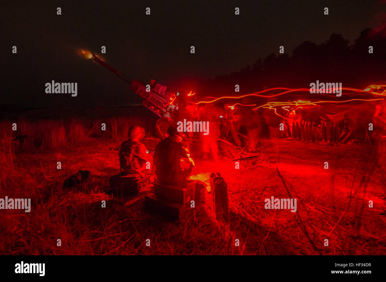 U.S. Marines with Hotel Battery, 3rd Battalion, 14th Marines, conduct a ...