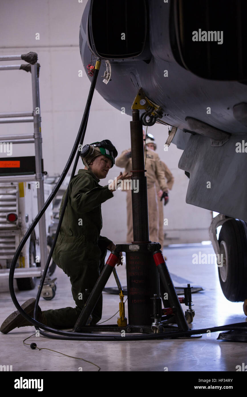 U.S. Marine Corps Lance Cpl. Cutiss L. Wilson, an airframes mechanic ...