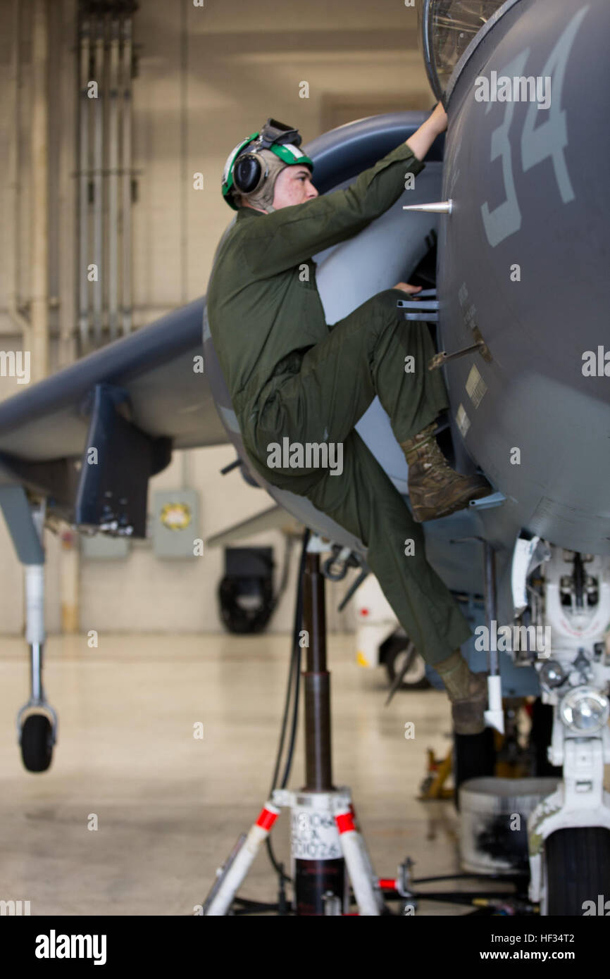 U.S. Marine Corps Lance Cpl. Curtiss L. Wilson, an airframes mechanic ...