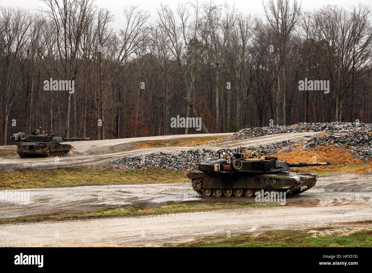 Two M1A1 Abrams tanks with 2nd Tank Battalion, 2nd Marine Division ...