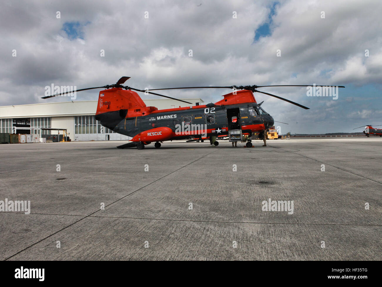 U.S. Marines with Marine Transport Squadron 1 (VMR-1) conduct pre ...