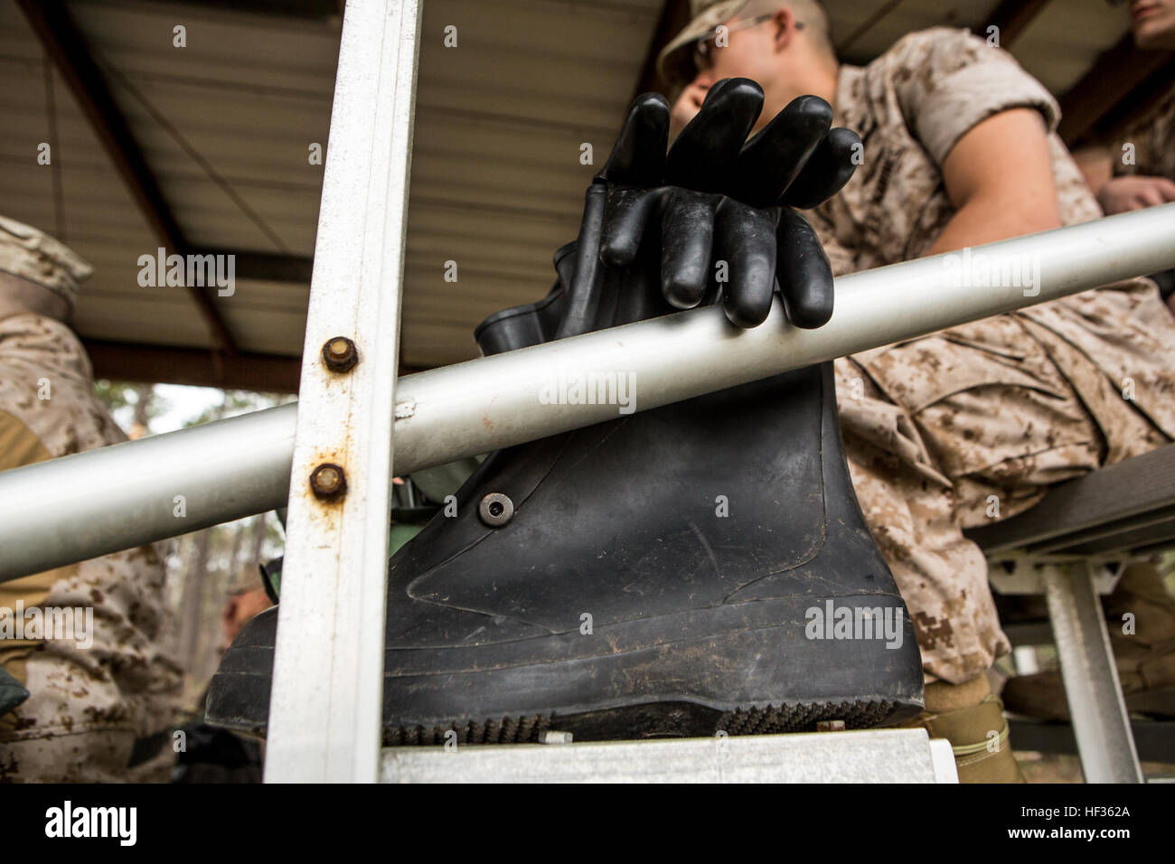 U.S. Marines assigned to Marine Aircraft Group 14 receive an ...