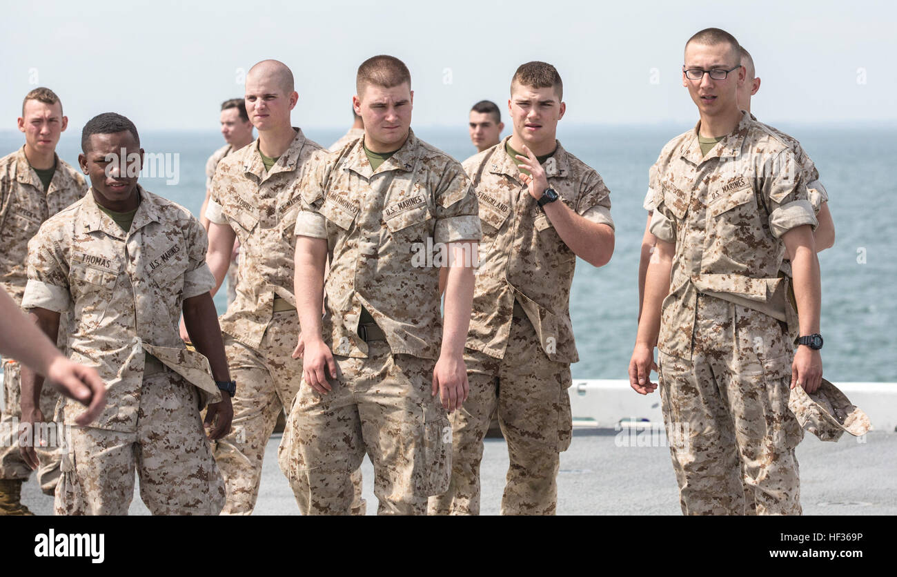 Marines with Bravo Company, 1st Battalion, 6th Marine Regiment, observe ...