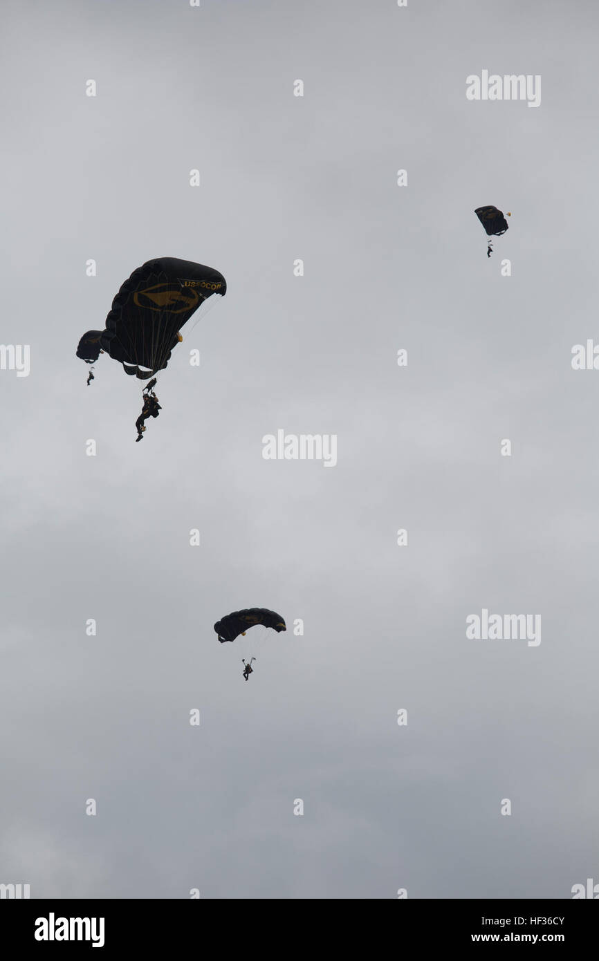 The Special Operations Command Parachute Team performs aerial maneuvers ...