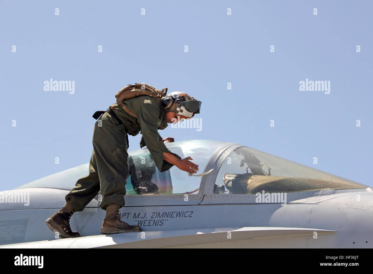 A Marine with Marine Fighter Attack Squadron 122, Marine Aircraft Group ...
