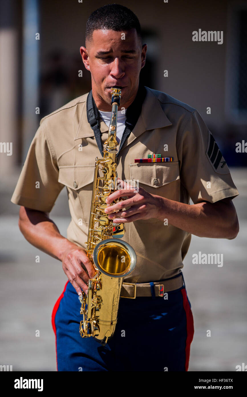 Sgt. Dominique Lewis, U.S. Marine Corps Forces, Pacific Band, performs ...