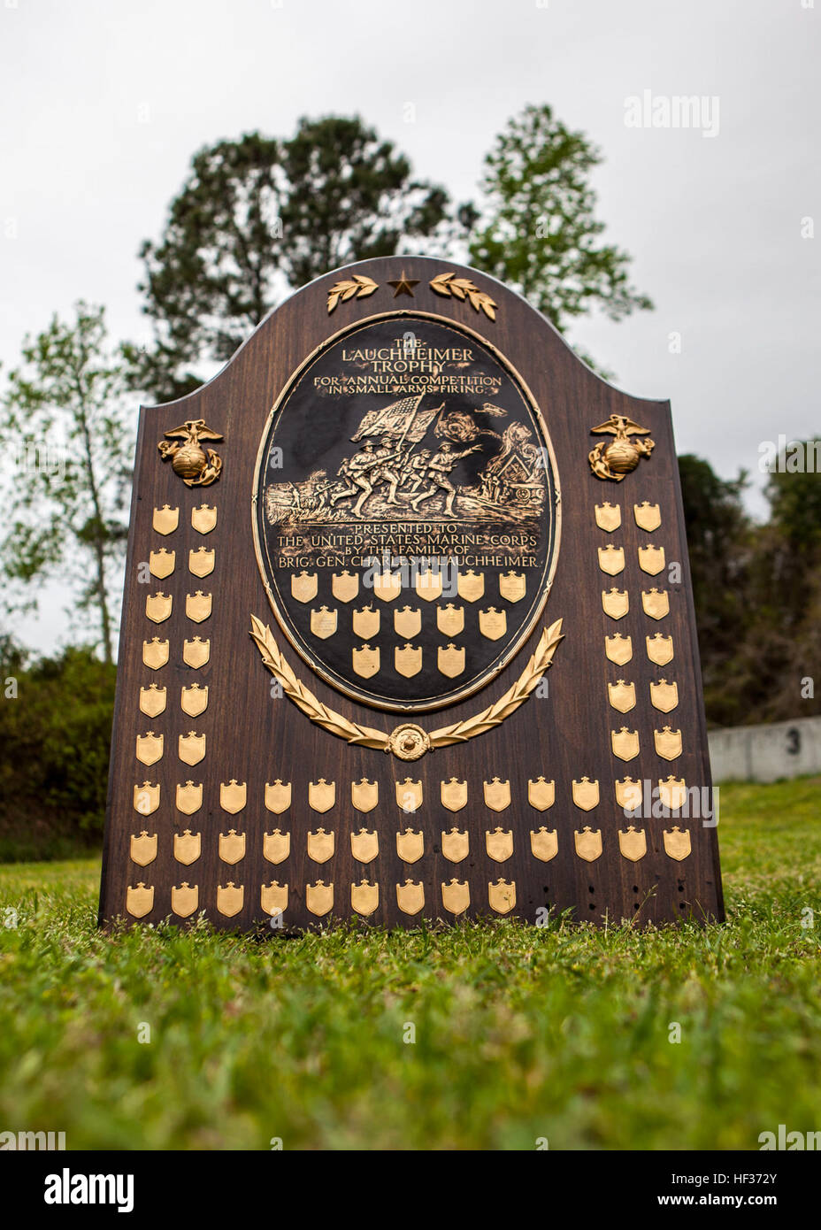 The Lauchheimer Trophy is displayed during the 2015 U.S. Marine Corps ...