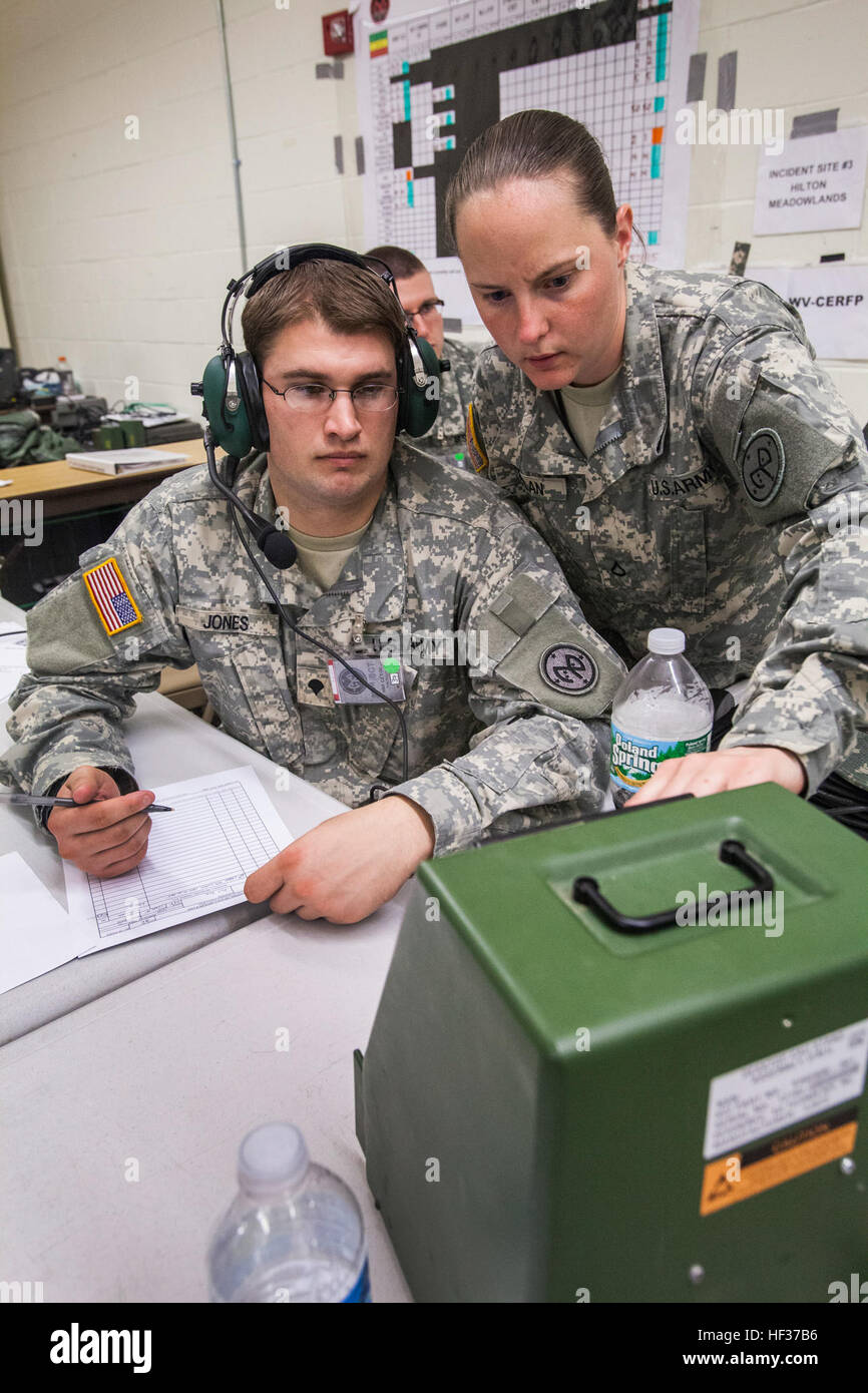 Spc. Daniel Jones, left, and Pfc. Kimberly Nolan, both with the 27th ...