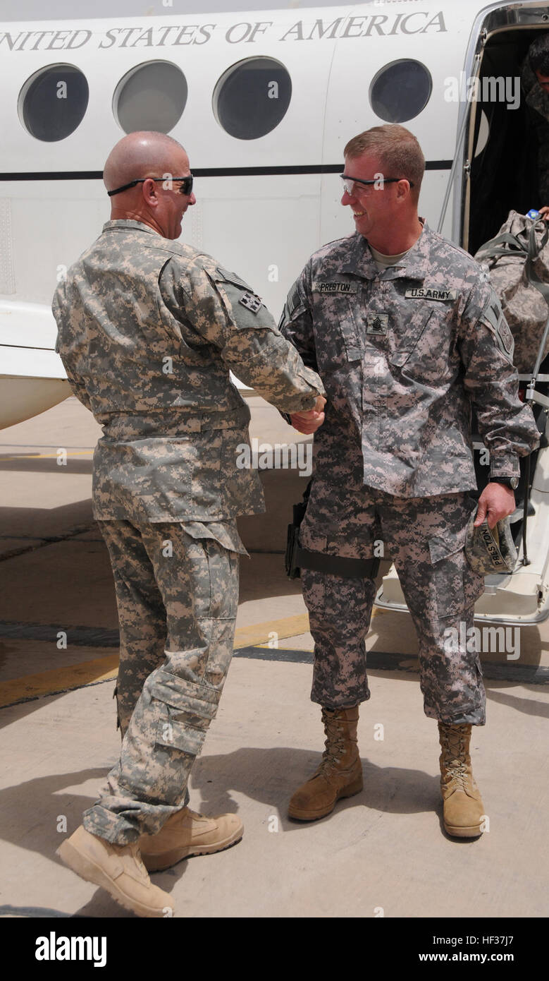 Sgt. Maj. of the Army Kenneth O. Preston arrives at the Baghdad ...