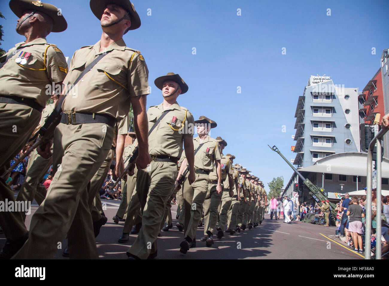 Soldiers with the Australian Army march in the Australian and New ...