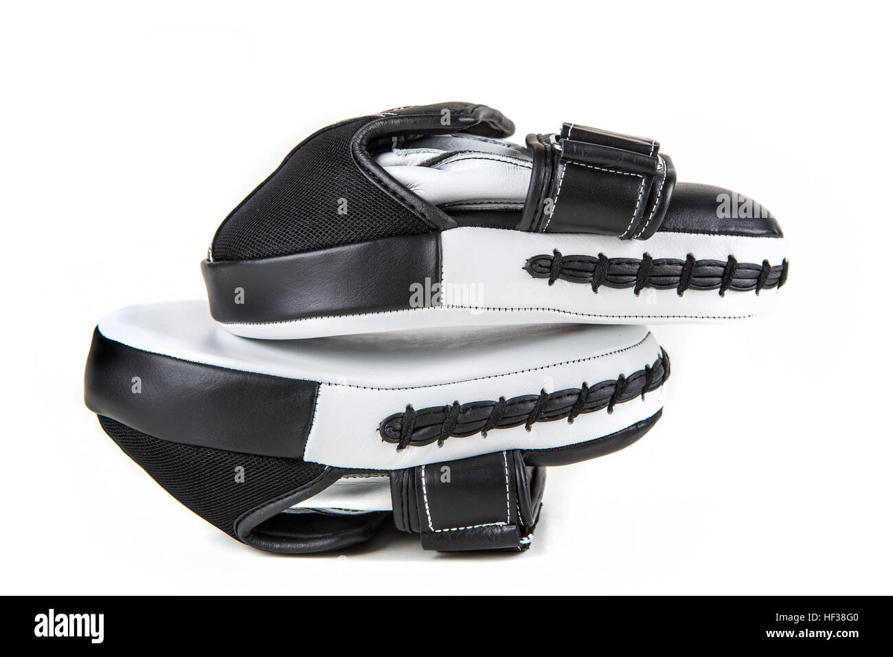 Thai boxing pads isolated on white background Stock Photo - Alamy