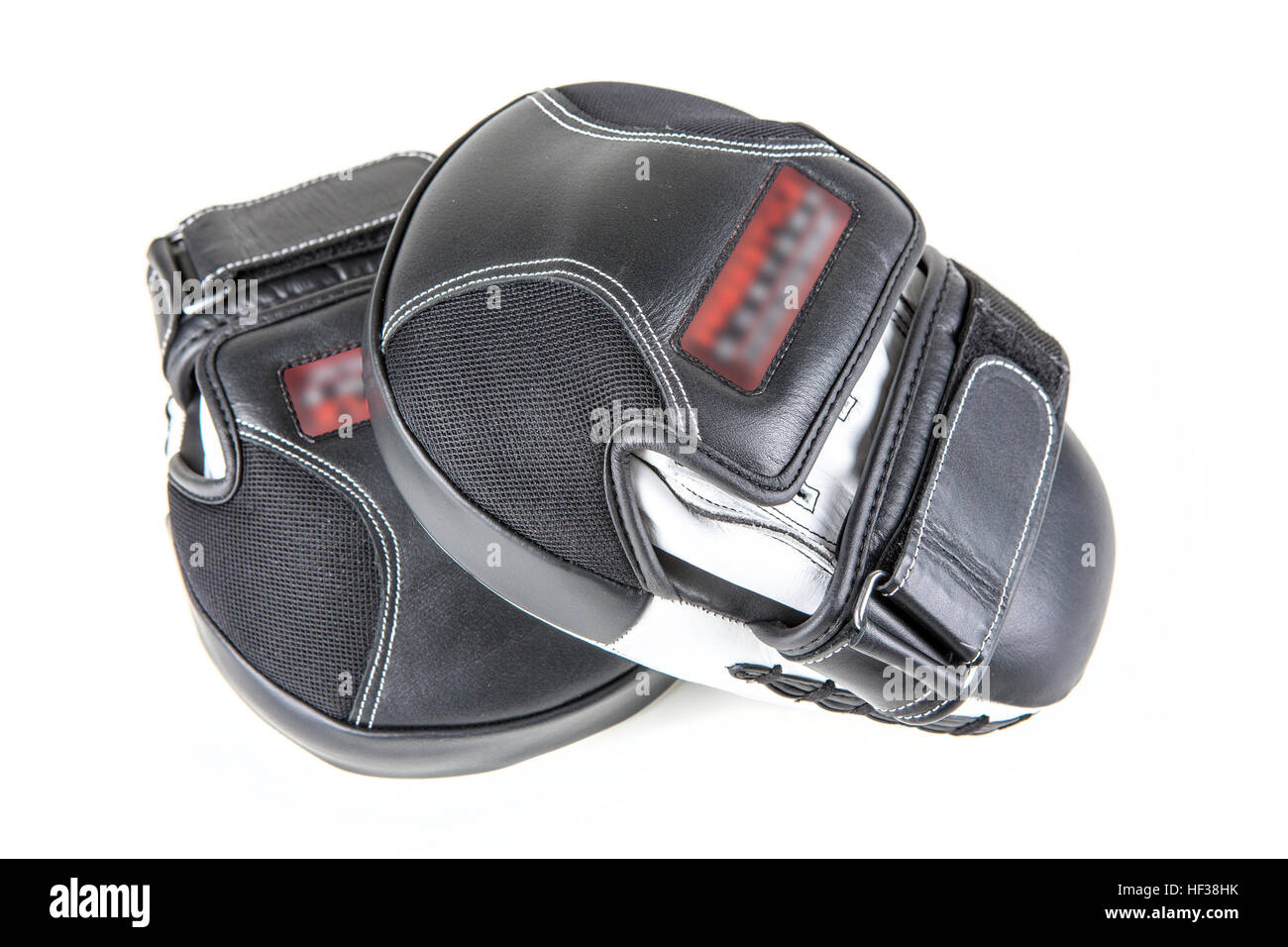 Thai boxing pads isolated on white background Stock Photo - Alamy