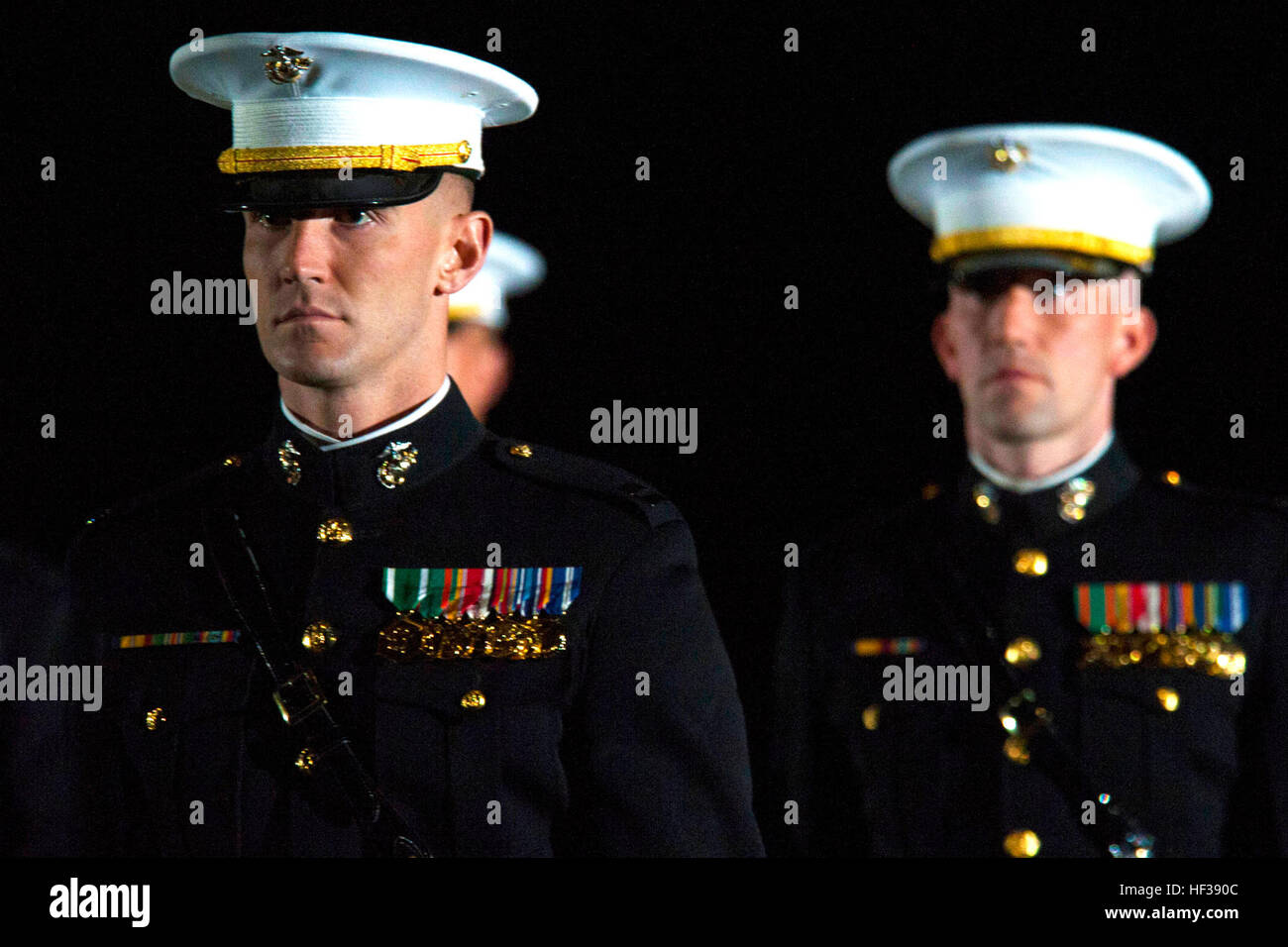 U.S. Marines with Marine Barracks Washington (MBW) perform during the ...